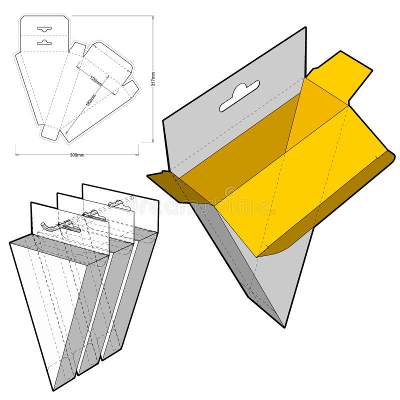 Box with Shelf Hanger Hole and Die-cut Pattern. Stock Vector ...