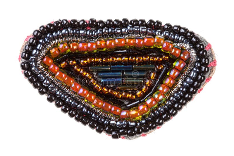 Triangular Brooch Embroidered Beads and Bugles Stock Image - Image of ...