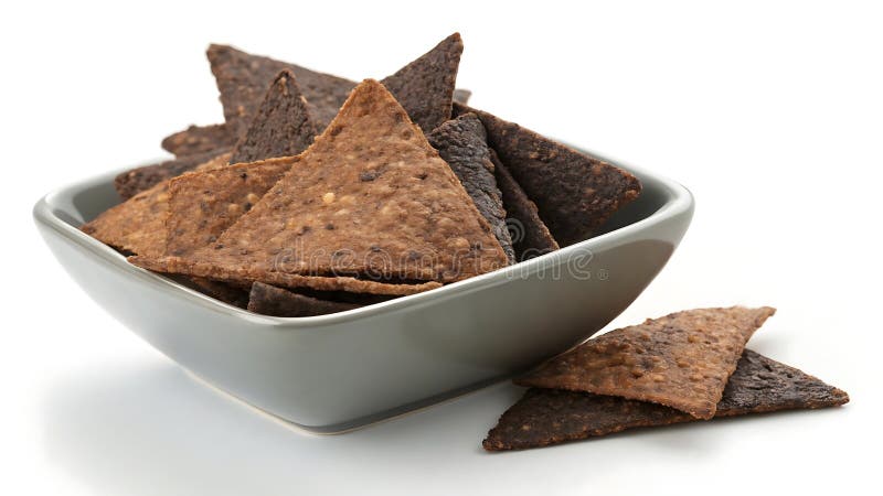 Triangular Buckwheat or Rye Chips in Dark Bowl for Snack Ideas and ...