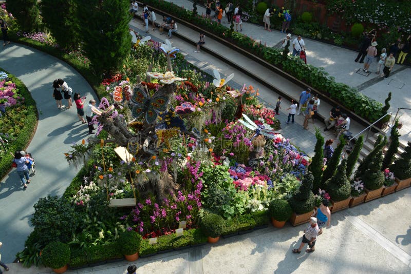 Triangular Gardens with Flowers and Herbs Stock Photo - Image of ...