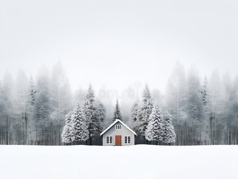 Triangular Cabin in Winter Snowy Forest, Ai Generative Stock ...