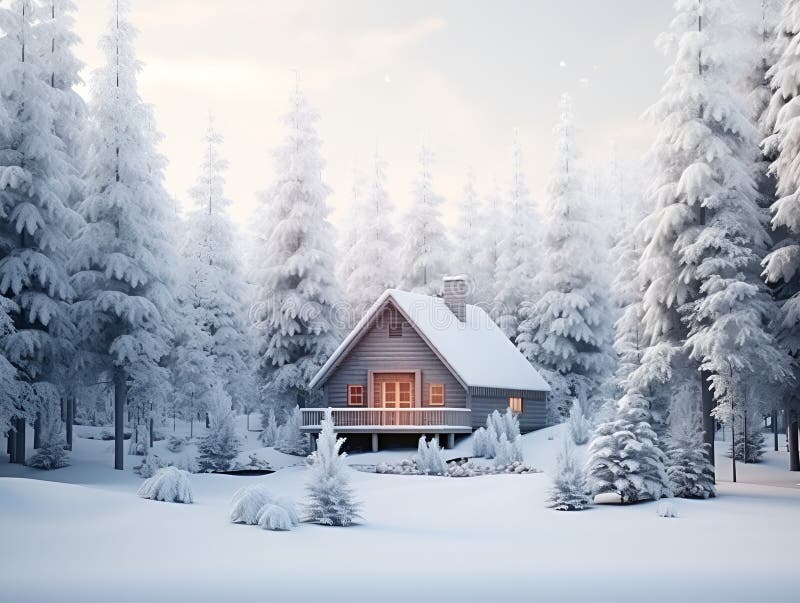 Triangular Cabin in Winter Snowy Forest, Ai Generative Stock ...