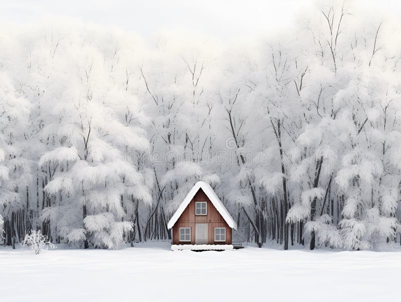 Triangular Cabin in Winter Snowy Forest, Ai Generative Stock ...