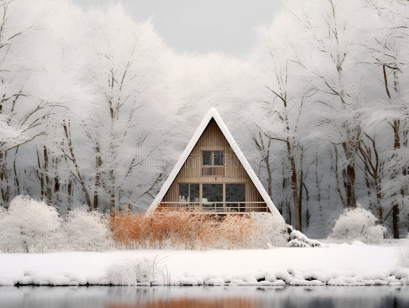Triangular Cabin in Winter Snowy Forest, Ai Generative Stock ...