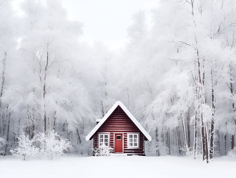 Triangular Cabin in Winter Snowy Forest, Ai Generative Stock ...