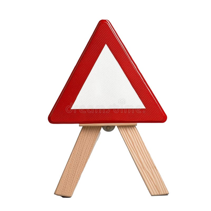 Triangular Caution Sign with Wooden Frame on Transparent Background ...