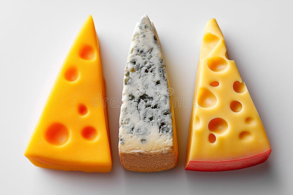 Triangular Cheese Sampler Displays Vibrant Textures and Colors Set ...