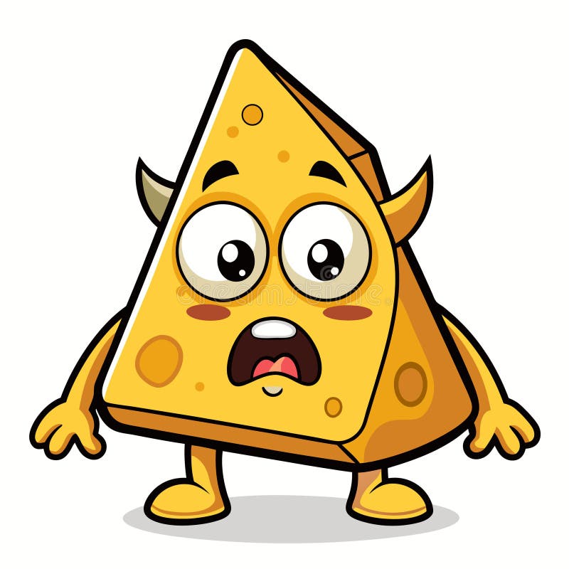 A Triangular Cheese Wedge Character with an Astonished Expression ...