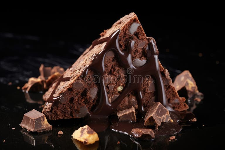 Triangular Chocolate Brownie with Nougat Chunks Stock Illustration ...