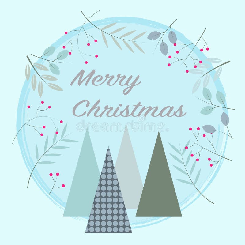 Triangular Christmas Tree with Rounded Frame and Botanical Decoration ...