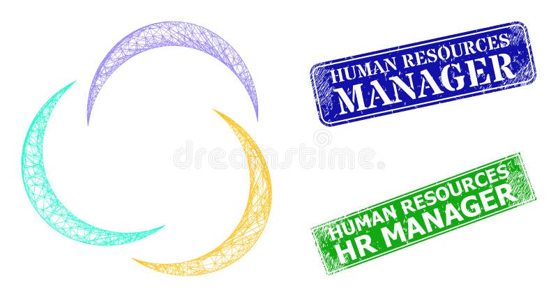 Grunged Human Resources Manager Stamp Seals and Triangle Mesh ...