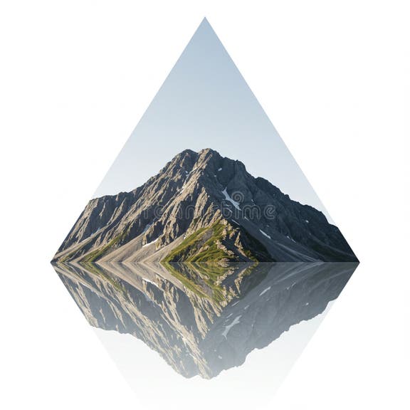 A Triangular Composition Featuring a Mountain with Rugged, Rocky ...