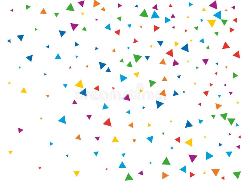 Triangular Confetti. Light Rainbow Glitter Confetti Background. Colored ...