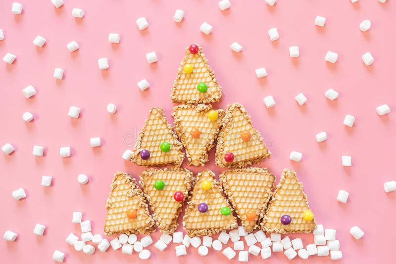 Triangular Cookies are Folded in Shape of Christmas Tree and Have Multi ...