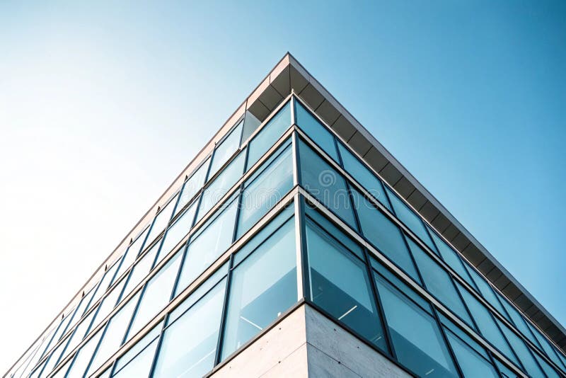 Triangular Corner of a Glass Building Against a Blue Sky. Minimalistic ...