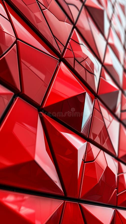 Triangular, 3D Wall Background with Tiles. Red, Tile Wallpaper with ...