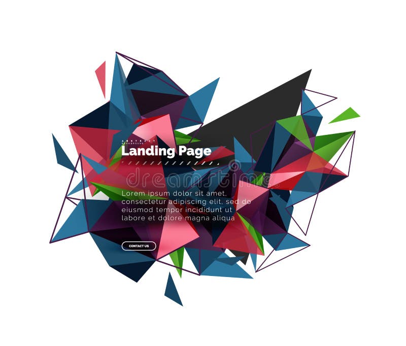 Triangular Design Abstract Background, Landing Page. Low Poly Style ...