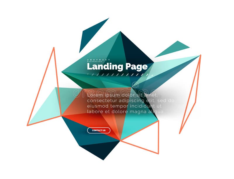 Triangular Design Abstract Background, Landing Page. Low Poly Style ...
