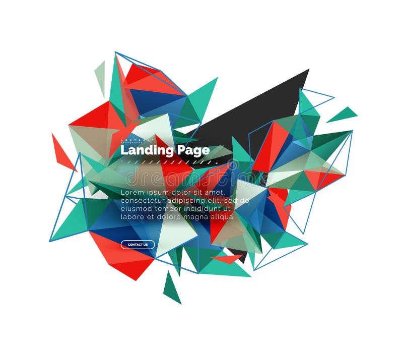 Triangular Design Abstract Background, Landing Page. Low Poly Style ...