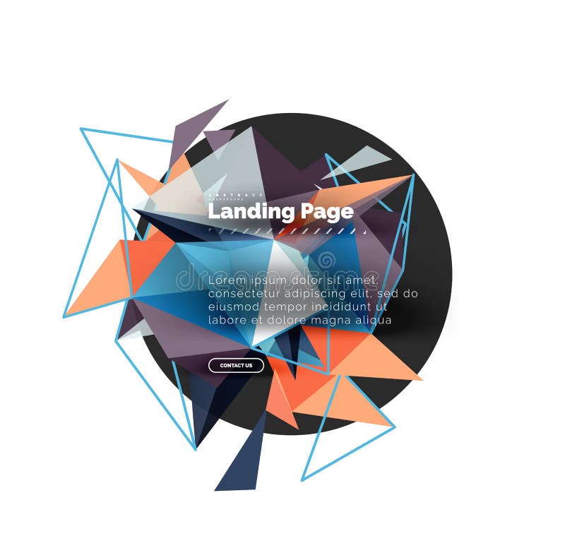 Triangular Design Abstract Background, Landing Page. Low Poly Style ...