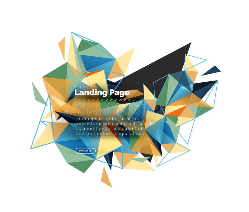 Triangular Design Abstract Background, Landing Page. Low Poly Style ...