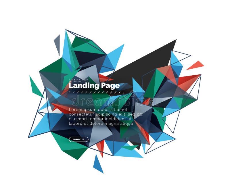 Triangular Design Abstract Background, Landing Page. Low Poly Style ...