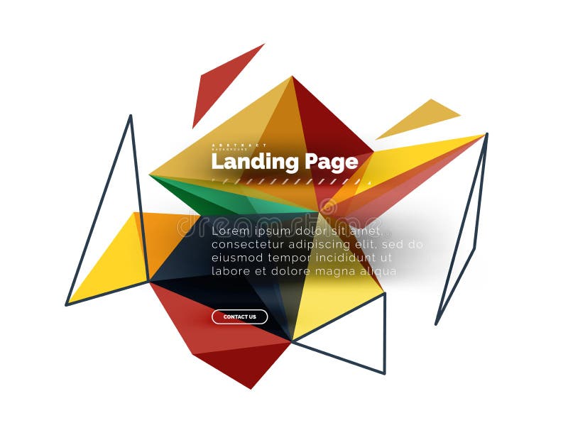 Triangular Design Abstract Background, Landing Page. Low Poly Style ...