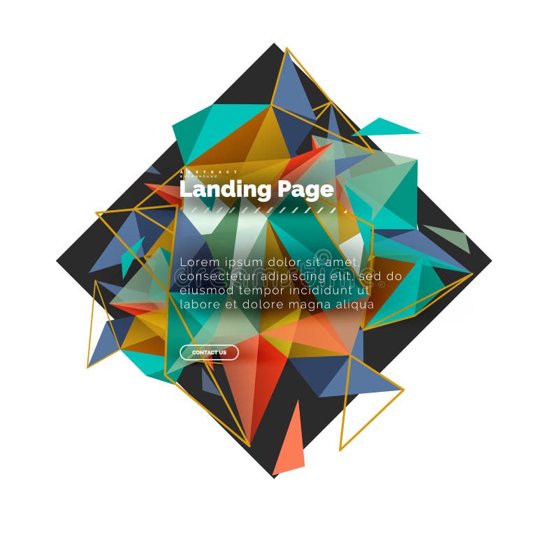 Triangular Design Abstract Background, Landing Page. Low Poly Style ...