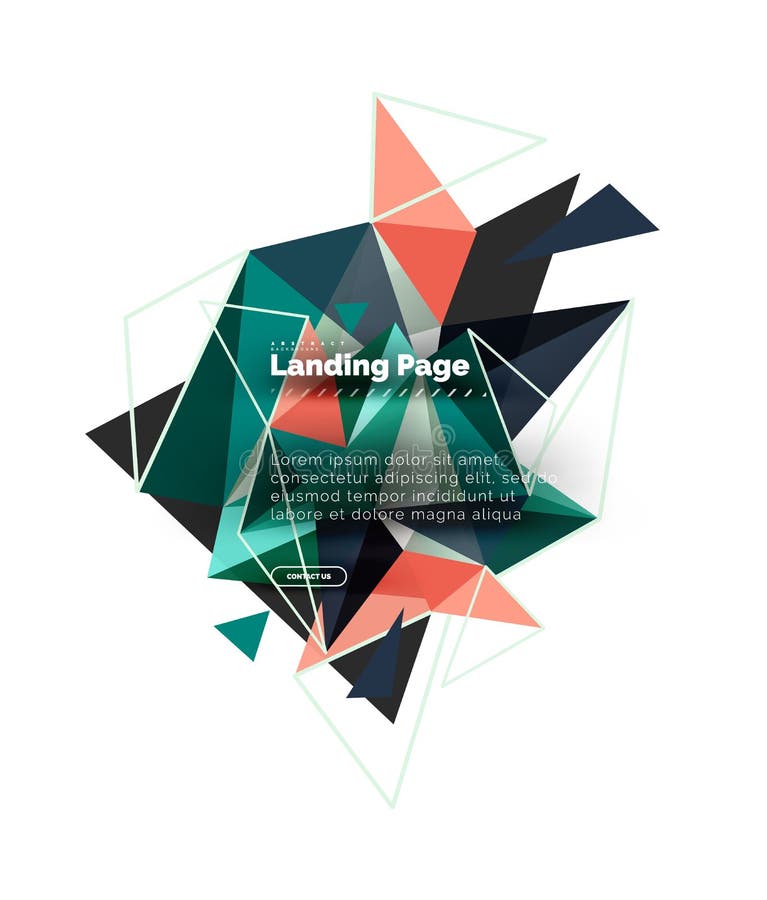 Triangular Design Abstract Background, Landing Page. Low Poly Style ...