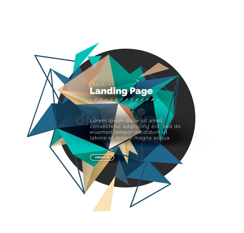 Triangular Design Abstract Background, Landing Page. Low Poly Style ...