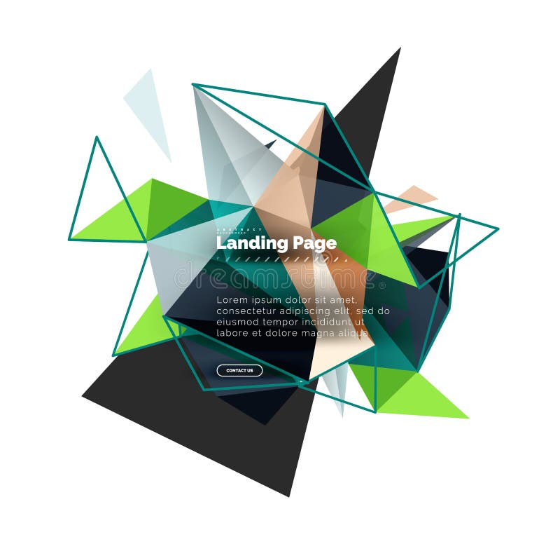 Triangular Design Abstract Background, Landing Page. Low Poly Style ...
