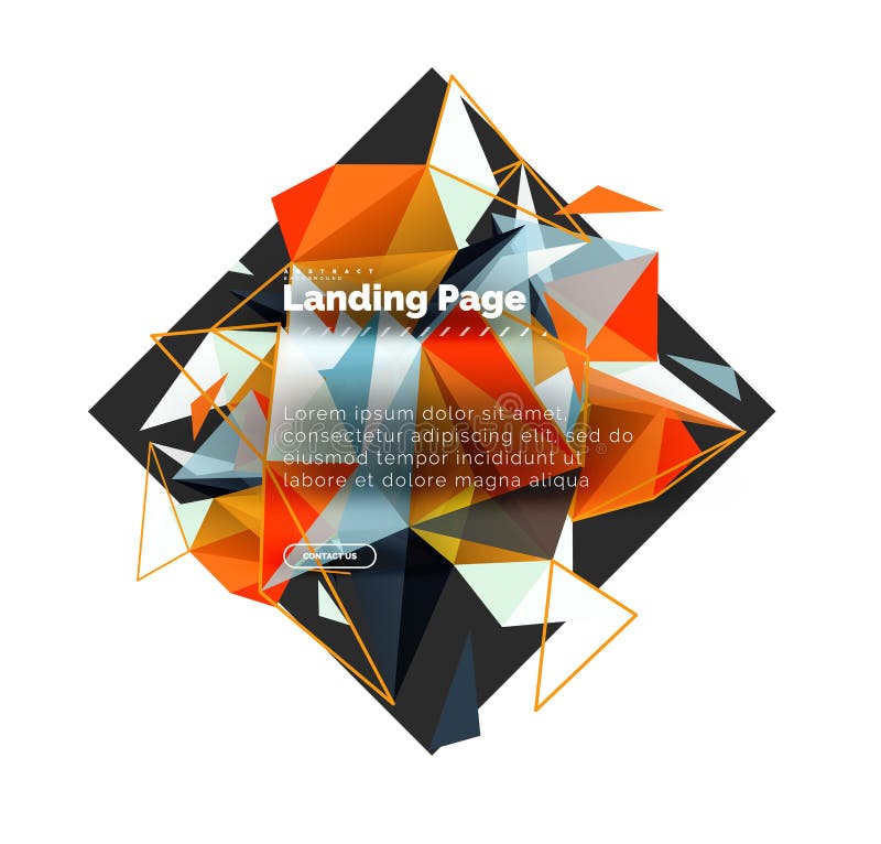 Triangular Design Abstract Background, Landing Page. Low Poly Style ...