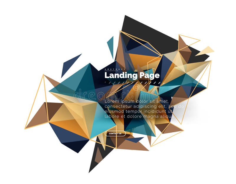 Triangular Design Abstract Background, Landing Page. Low Poly Style ...