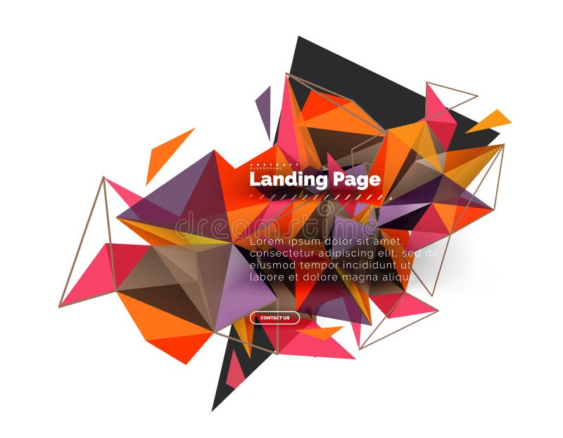 Triangular Design Abstract Background, Landing Page. Low Poly Style ...