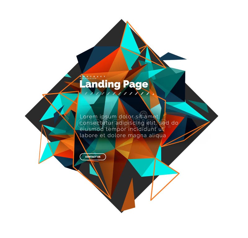 Triangular Design Abstract Background, Landing Page. Low Poly Style ...