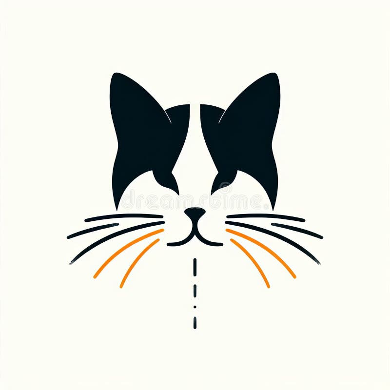 Triangular Ears Cat Portrait Stock Illustration - Illustration of shape ...