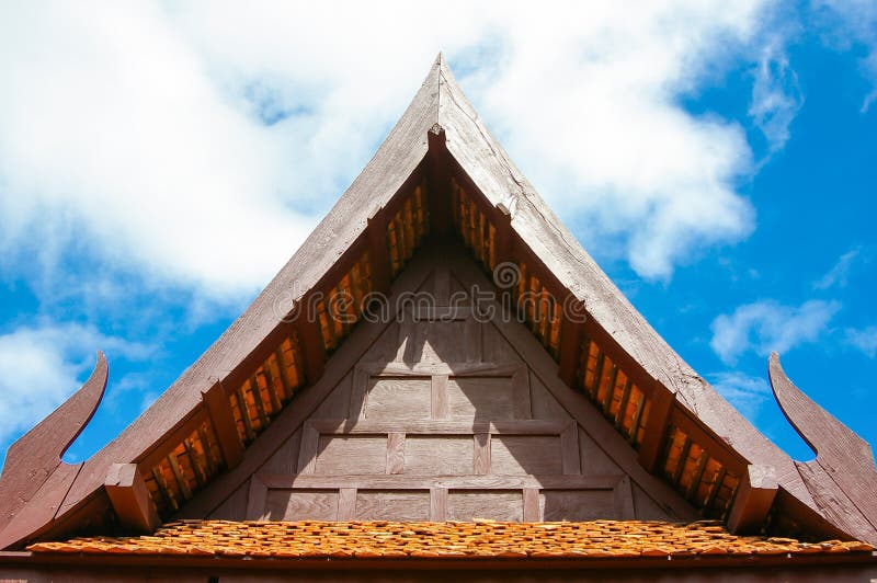 Triangular End of a Roof, Traditional Thai Style Gable on the Roof ...