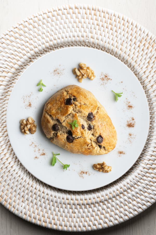 Triangular English Scones with Dark Chocolate Chips. Top View Table ...