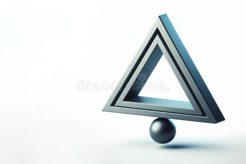 A Triangular Figure is Balancing on a Ball. Space for Text. Stock Image ...