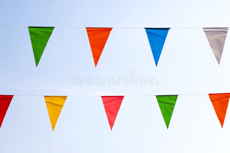 Triangular Flag in a Colorful Celebration Stock Photo - Image of ...