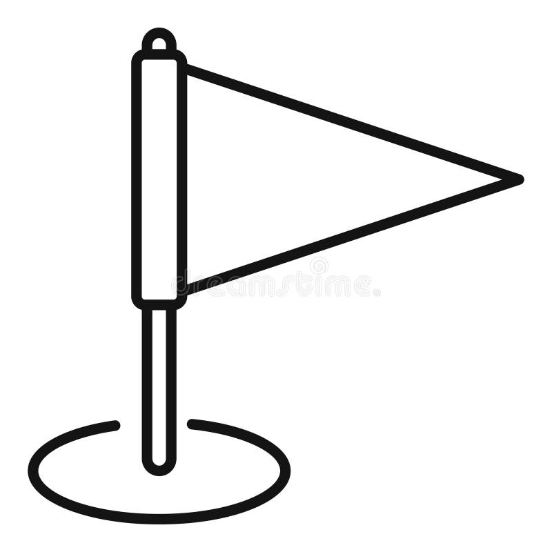 Triangular Flag Pointing Right on Pole Icon Stock Vector - Illustration ...
