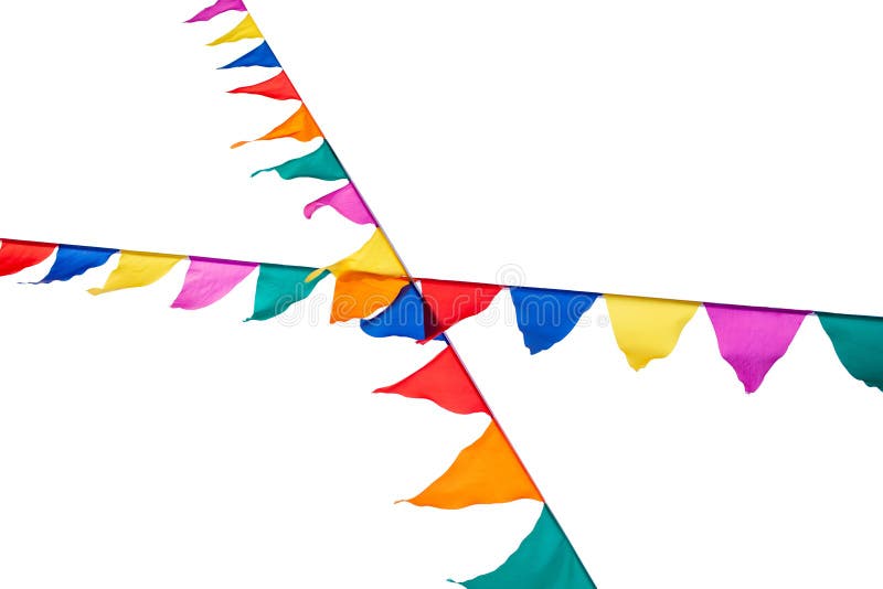 Triangular Flags on a Rope Fluttering in the Wind Stock Photo - Image ...