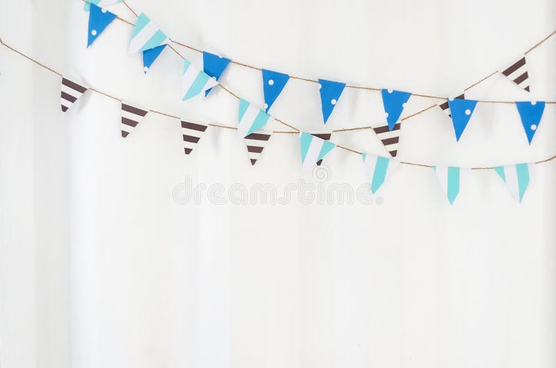 Triangular flags on wall stock photo. Image of abstract - 175366122