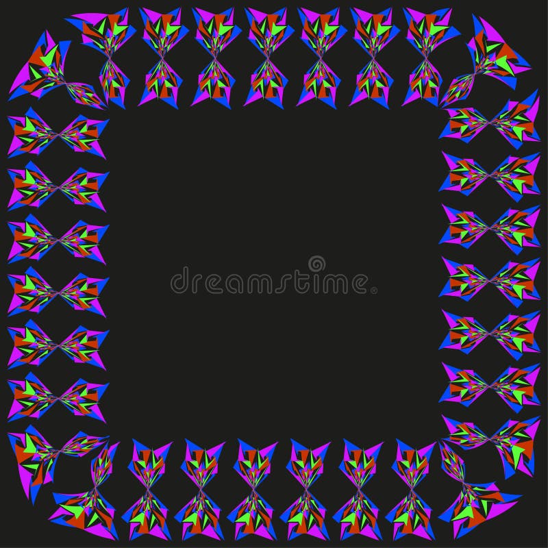 Triangular Frame Border. Colorful Vector Pattern. Black Square Center ...