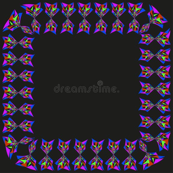 Triangular Frame Border. Colorful Vector Pattern. Black Square Center ...