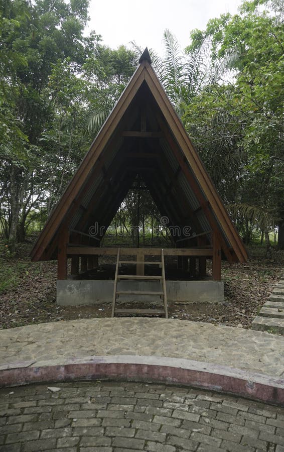 Gazebo with Triangular Roof Stock Image - Image of tree, nature: 251599159