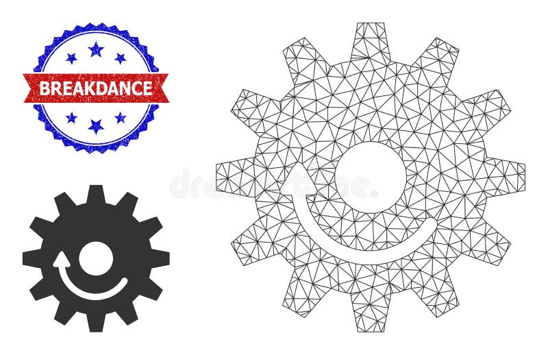 Triangular Mesh Gear Wheel Rotation Icon and Textured Bicolor ...