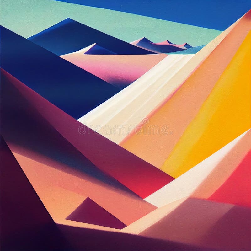 Triangular Geometric Mountains at Sunset. Texture of Mountain Peaks ...
