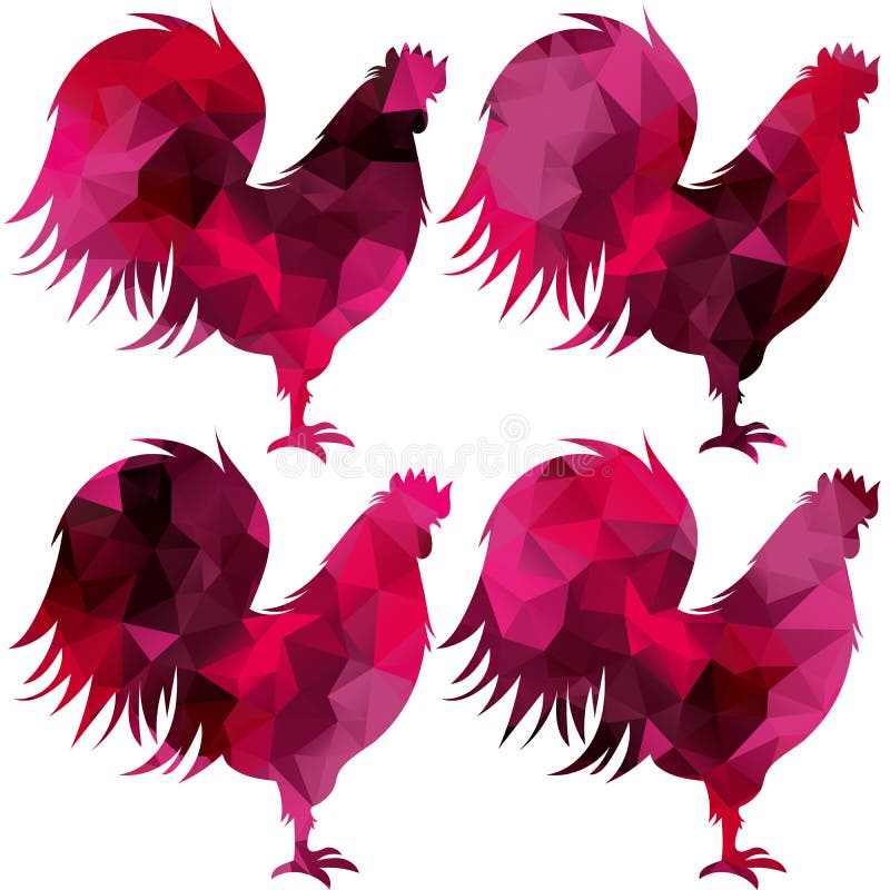 Triangular Geometric Polygonal Rooster, Isolated Illustration of on ...