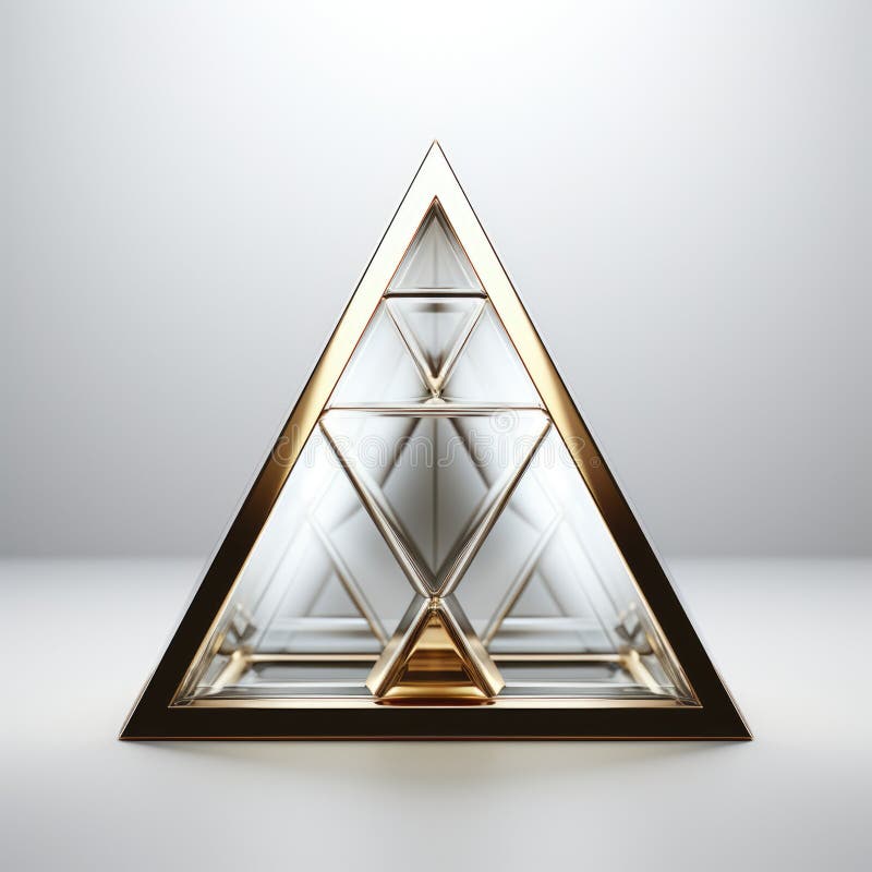 A Triangular Glass Display Case with a Gold Frame. Stock Illustration ...